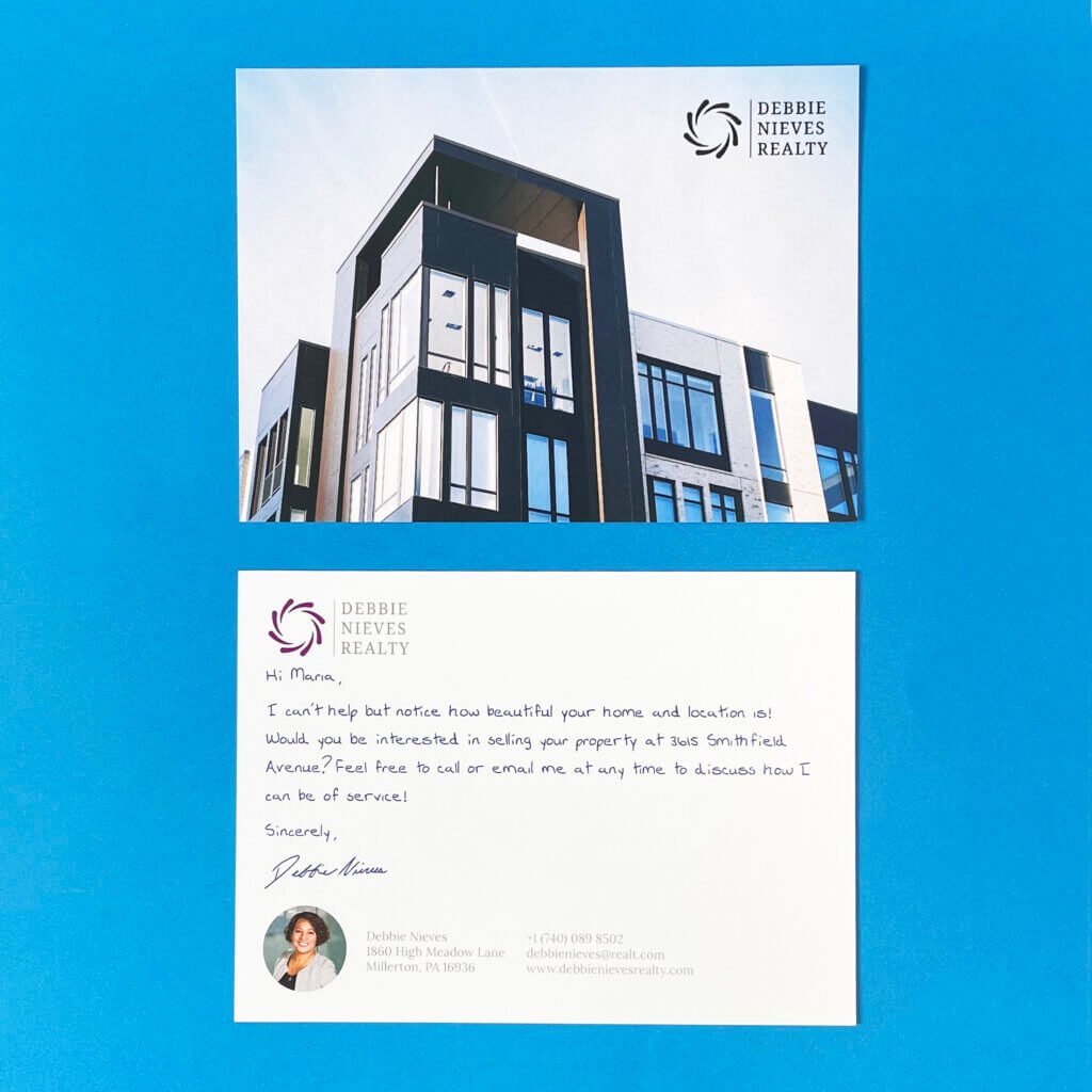 Examples of Postalgia's handwritten cards and envelopes