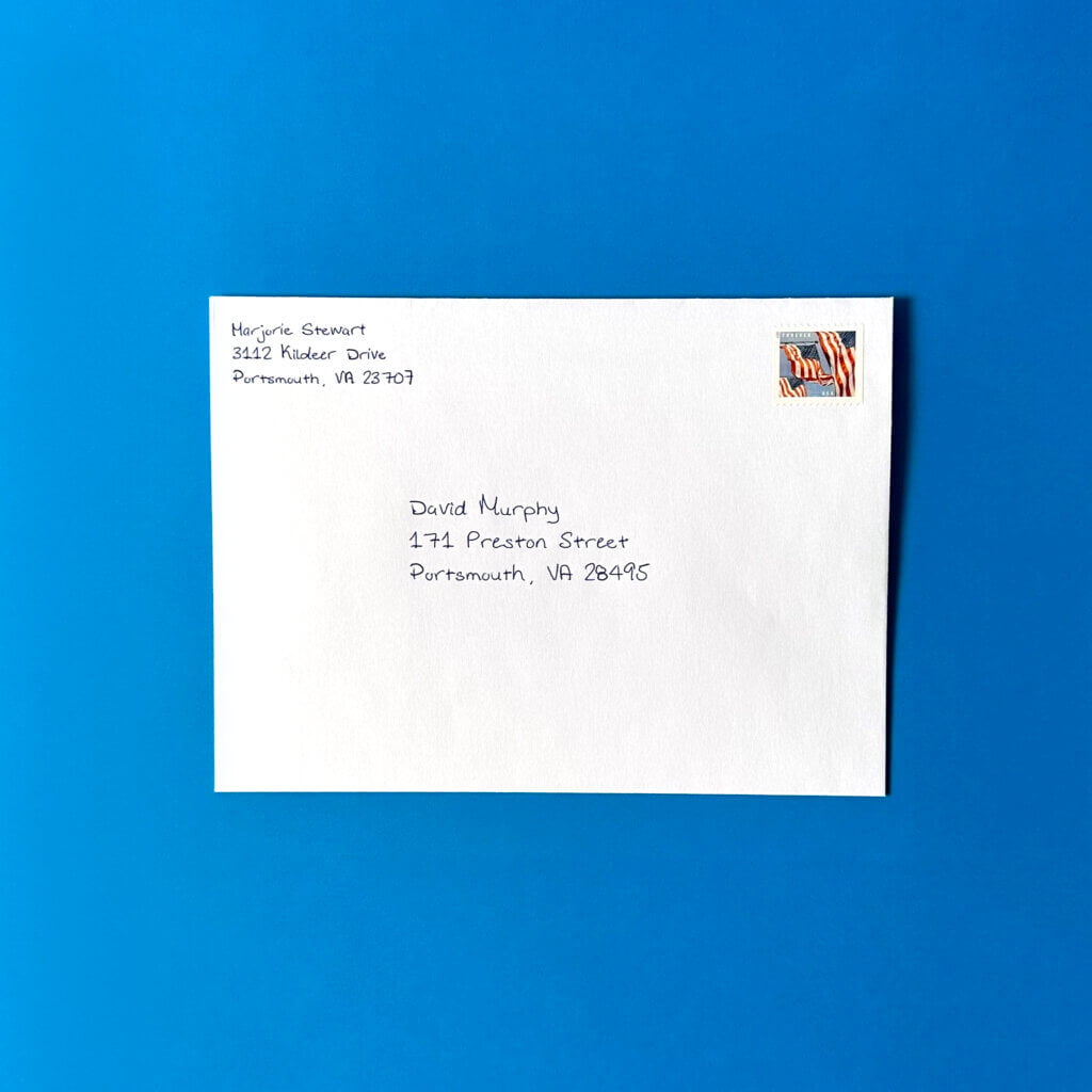 Examples of Postalgia's handwritten cards and envelopes