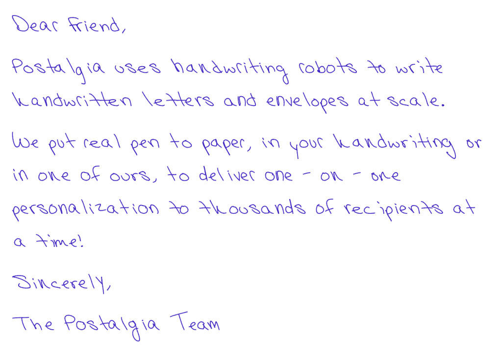 Examples of Postalgia's handwritten cards and envelopes - Postalgia